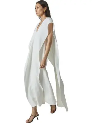 HEIRLOME Bibi Silk Crepe Midi Dress With Cape Effect - Ivory