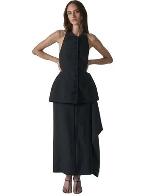 HEIRLOME Lupita Halter Top In Italian Silk And Wool Faille - Black