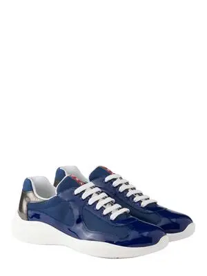 Prada America's Cup Patent Leather And Technical Fabric Sneakers - Blue