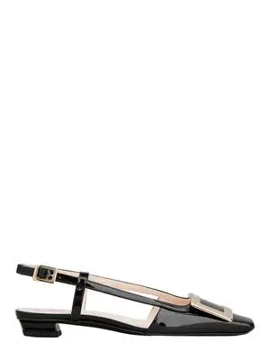 ROGER VIVIER Belle Vivier Patent Leather Slingback Ballerinas - Black