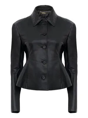 Chloé Fitted Tailored Leather Jacket - Black