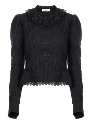 Chloé Baroque Fitted Jacquard And Lace Jacket - Black