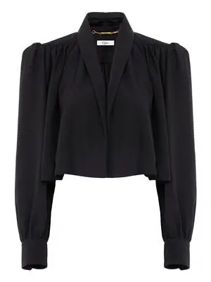 Chloé Gathered Cropped Jacket In Washed Faille - Black
