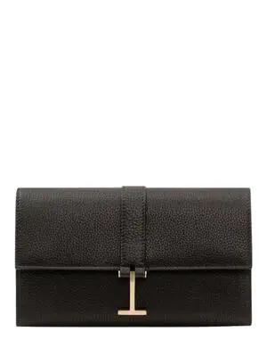 TOM FORD Grain Leather Wallet On Strap - Black