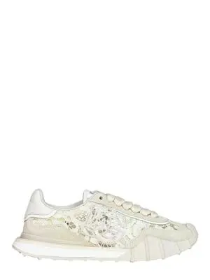 DOLCE & GABBANA Dolce & Gabbana Lace-Panelled Suede Sneakers