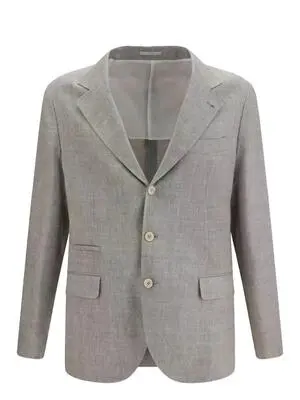 Brunello Cucinelli Herringbone-pattern Single-breasted Jacket - Grey