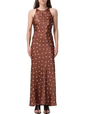 MC2 SAINT BARTH Polka Dot Silk Halterneck Maxi Dress - Dark