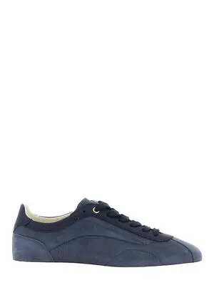 Brunello Cucinelli Low Top Sneakers In Smooth Calfskin And Nubuck - Blue