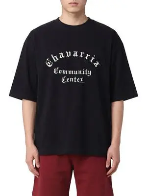 WILLY CHAVARRIA Contrasting Logo Cotton T-shirt With Dropped Shoulders - Grey