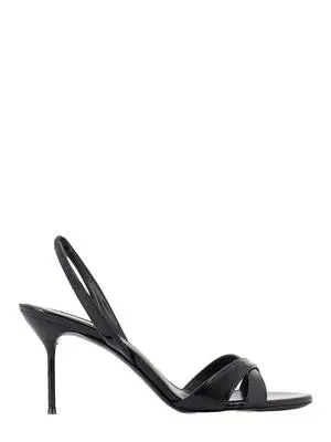 Paris Texas Patent Leather Stiletto Heel Slingback Sandals Black