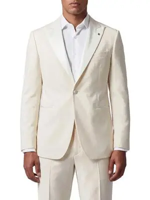 Tagliatore One-button Virgin Wool Tuxedo Jacket - Cream