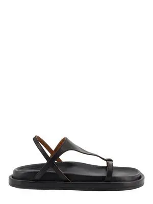 ATP ATELIER Low-heeled Leather Slingback Sandals - Black