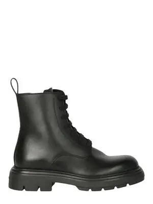 FERRAGAMO Dionne Leather Combat Boots - Black