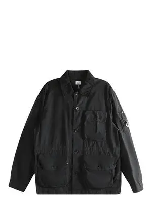 C.P. COMPANY Flatt Nylon Mixed Button Lens Jacket - Black