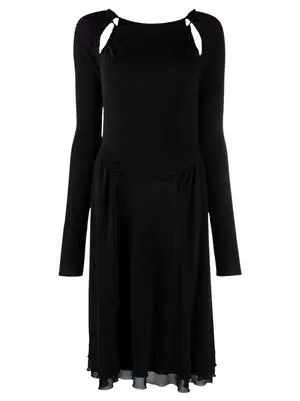 FERRAGAMO Midi Dress With Cut-out Detail - Black
