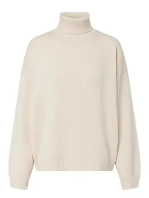 Brunello Cucinelli Monili Cashmere Turtleneck Sweater - White