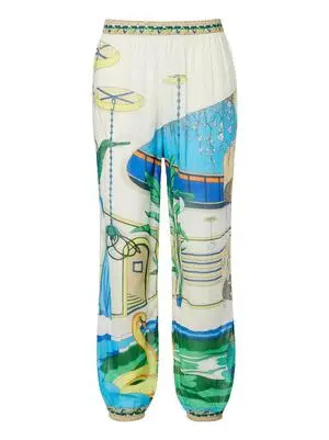 Tory Burch Printed Cotton Tapered Pants - Multicoloured