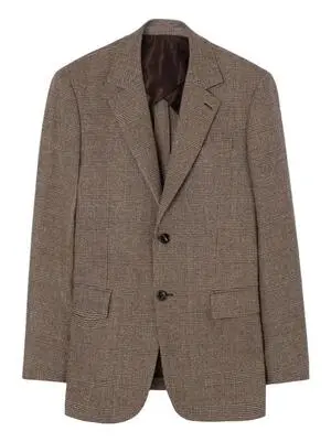 Burberry Checked Wool Linen Blend Sloane Tailored Jacket - Soap Beige/brown