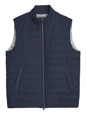 Herno Linen Down Gilet - Blue