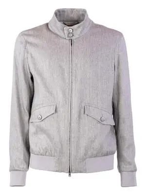 HERNO HERNO Linen Bomber Jacket With High Neck And Zip Fastening