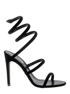Rene Caovilla René Caovilla 'Cleo' Velvet Ankle Wrap Sandals Black