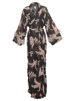JENNAFER GRACE Marlene Wrap Dress In Tropic Noir - Black
