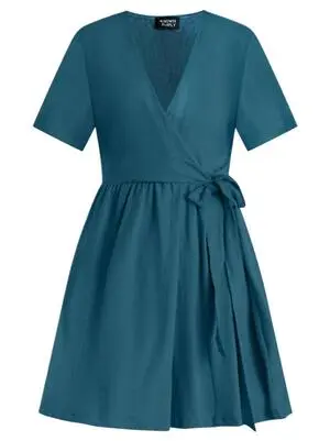 KNOWN SUPPLY Kalen Wrap Dress Organic Cotton - Blue