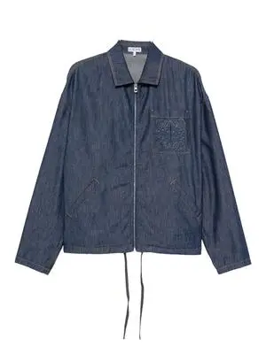 Loewe Denim Zip-up Jacket With Anagram Logo - Blue