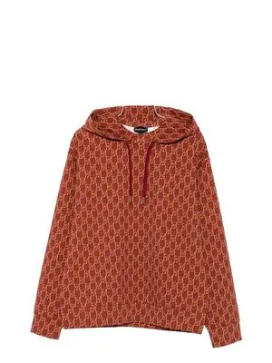 Emporio Armani Monogram Printed Cotton Hoodie - Red