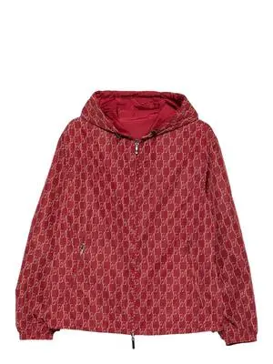 Emporio Armani Reversible Nylon Bomber Jacket With Monogram Print - Red