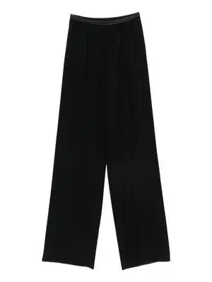 Emporio Armani Wide-leg Trousers In Silk & Nylon - Black
