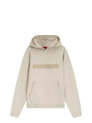 Hugo Relaxed-fit Cotton Terry Hoodie With Wide-set Logo - Light Beige