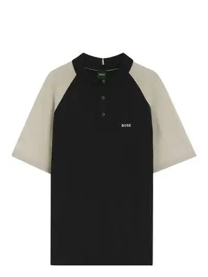 BOSS Active Color-blocked Knit Polo - Black