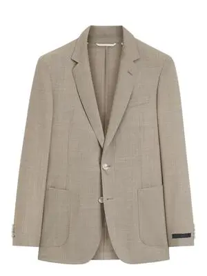 BOSS By Beckham Slim-fit Suit Jacket In Virgin Wool - Light Beige