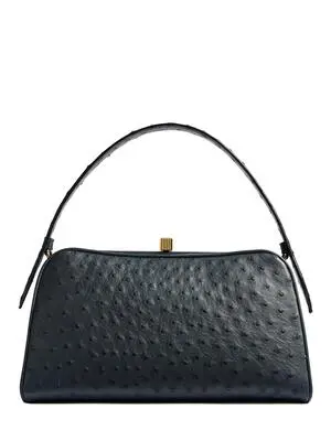 Khaite Cate Ostrich Top-handle Bag - Midnight Navy