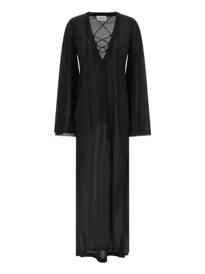 Andamane Ava Long Dress With V-neck - Black