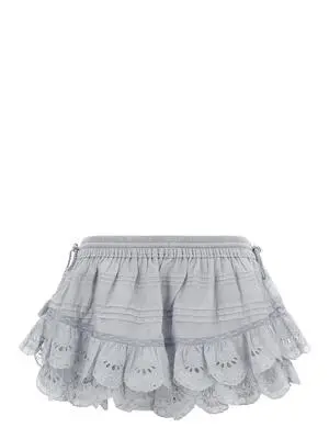 Isabel Marant Étoile Puria' Cotton Shorts With Ruffles And Lace - Blue