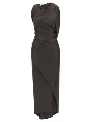 Victoria Beckham Kyra Crêpe Satin Midi Dress - Gray