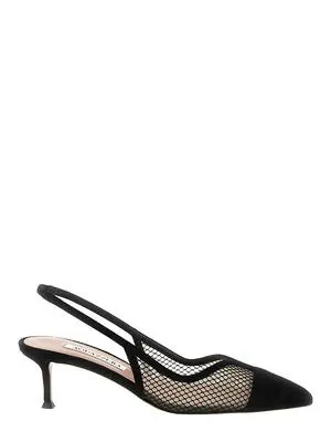 AQUAZZURA Gia Mesh Slingback - Black
