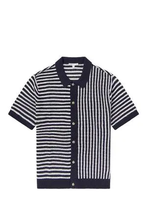 Onia Striped Knitted Linen Shirt - Blue