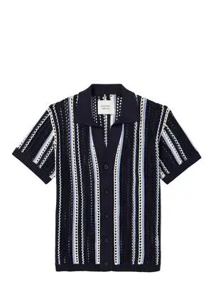 FRESCOBOL CARIOCA Frescobol Carioca - Pinto Crocheted Cotton Shirt - Men - Blue - M