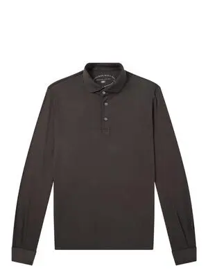 Fedeli Cotton-jersey Polo Shirt - Brown