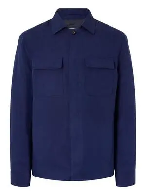 Eleventy Lyocell And Linen-blend Shirt - Blue