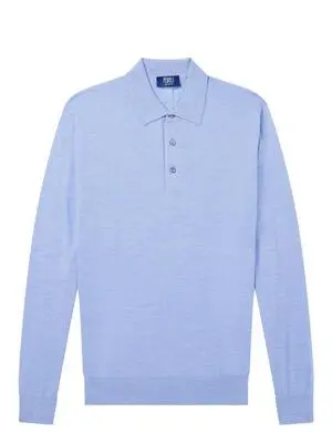 Fedeli Sportman Cashmere And Silk-blend Polo Shirt - Blue
