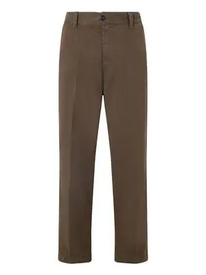 DRAKE'S Straight-leg Peached Cotton-twill Trousers - Brown