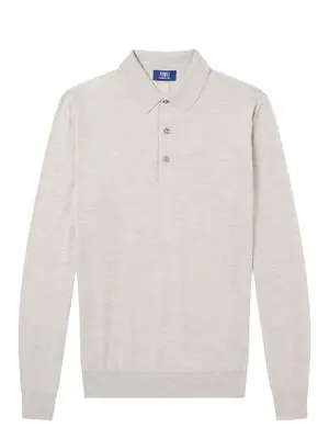 Fedeli Sportman Cashmere And Silk-blend Polo Shirt - Gray