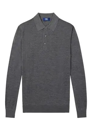 Fedeli Sportman Cashmere And Silk-blend Polo Shirt - Gray