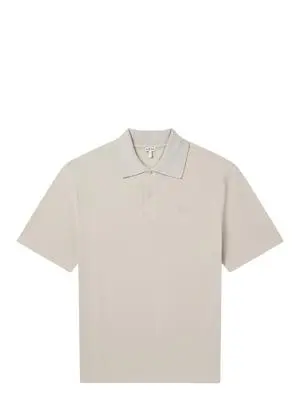 Loewe Anagram-embroidered Cotton-piqué Polo Shirt - Gray