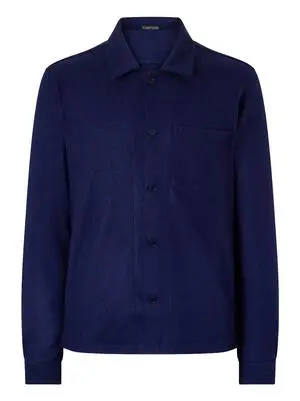 TOM FORD TOM FORD - Logo-Embroidered Cashmere Shirt - Men - Blue 
