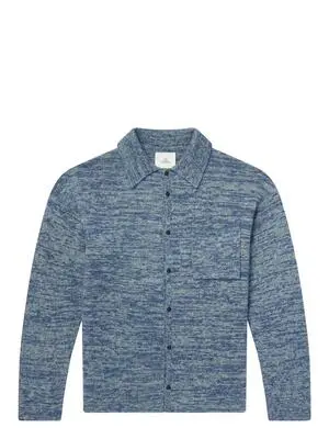 THE ELDER STATESMAN Knitted Cashmere And Silk-blend Cardigan - Blue